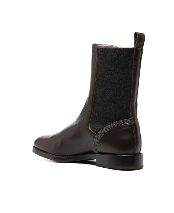Brunello Cucinelli Monili-chain Almond-toe Ankle Boots