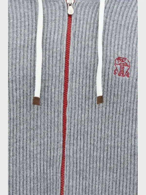 Brunello Cucinelli Logo Embroidered Zip-up Cardigan