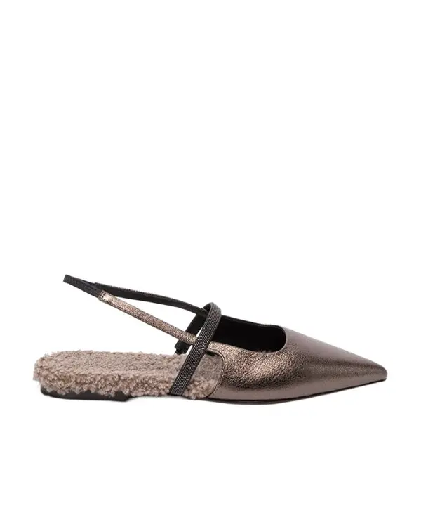 Brunello Cucinelli Pointed Flat Slingback Shoes