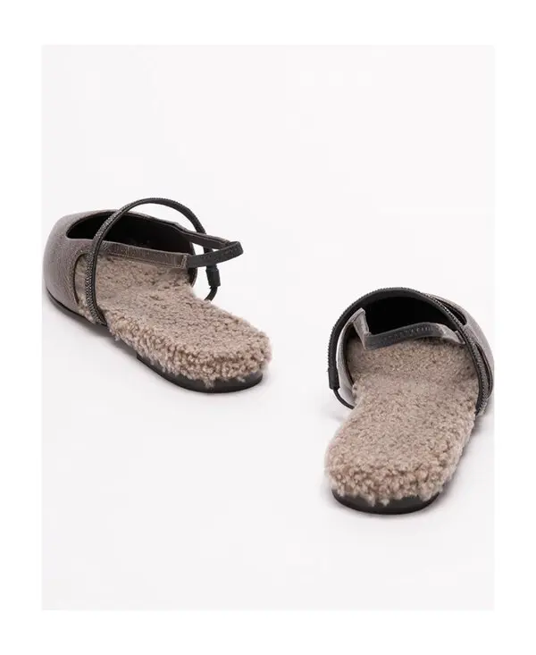 Brunello Cucinelli Pointed Flat Slingback Shoes