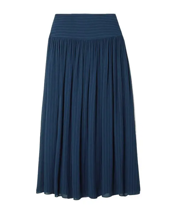 JOSEPH Santos Pinstriped Midi Skirt - Indigo