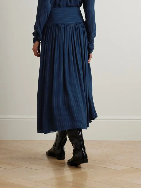 JOSEPH Santos Pinstriped Midi Skirt - Indigo