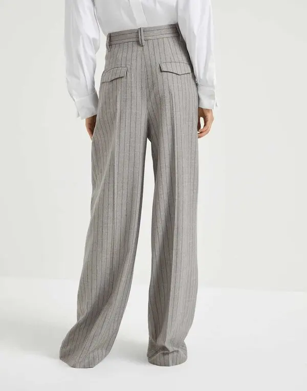 Brunello Cucinelli Pinstripe Wide-leg Tailored Trousers