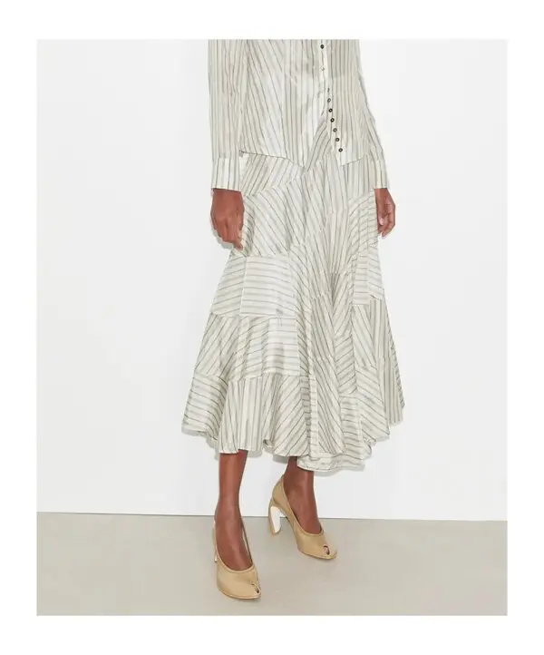 Tory Burch Striped Asymmetrical Skirt
