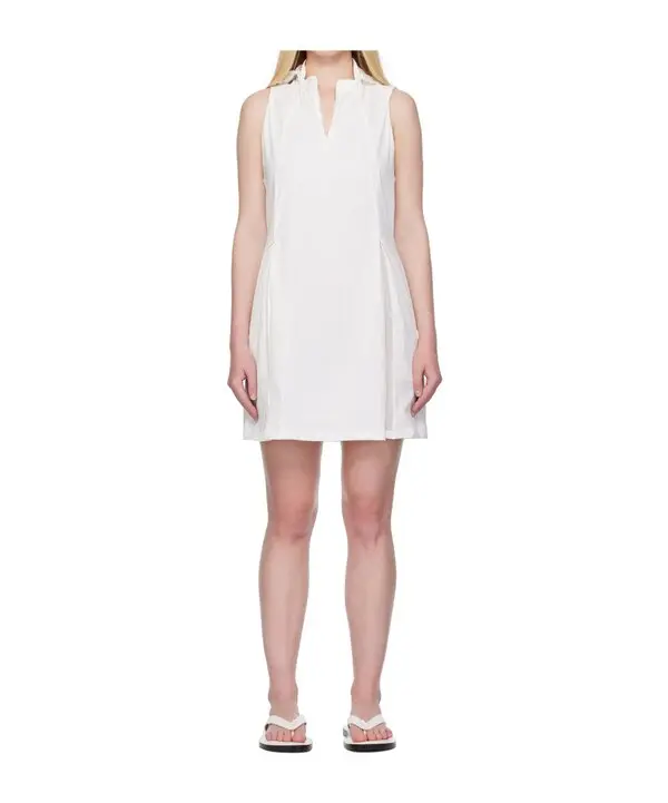 AMOMENTO Hooded Mini Dress With Drawstring Waist