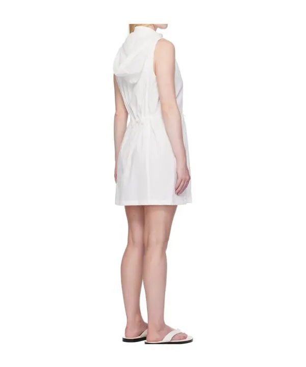 AMOMENTO Hooded Mini Dress With Drawstring Waist