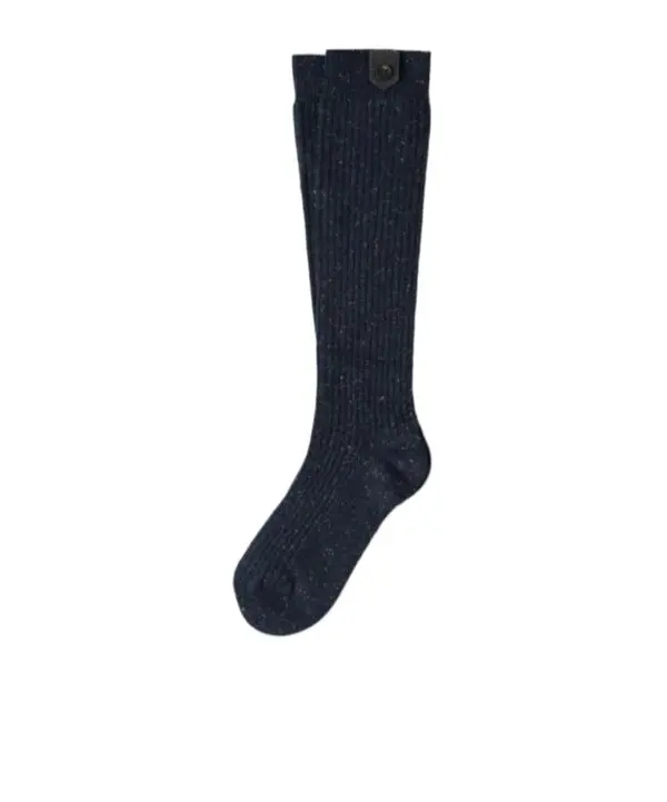 Brunello Cucinelli Ribbed Knee-high Socks With Button Detail - Blue