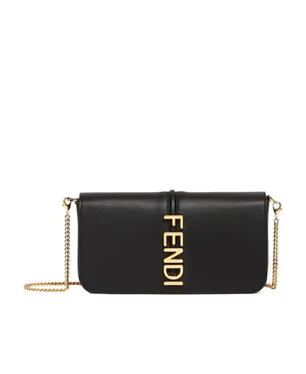 Fendi Fendigraphy Logo Lettering Chain-link Wallet - Black