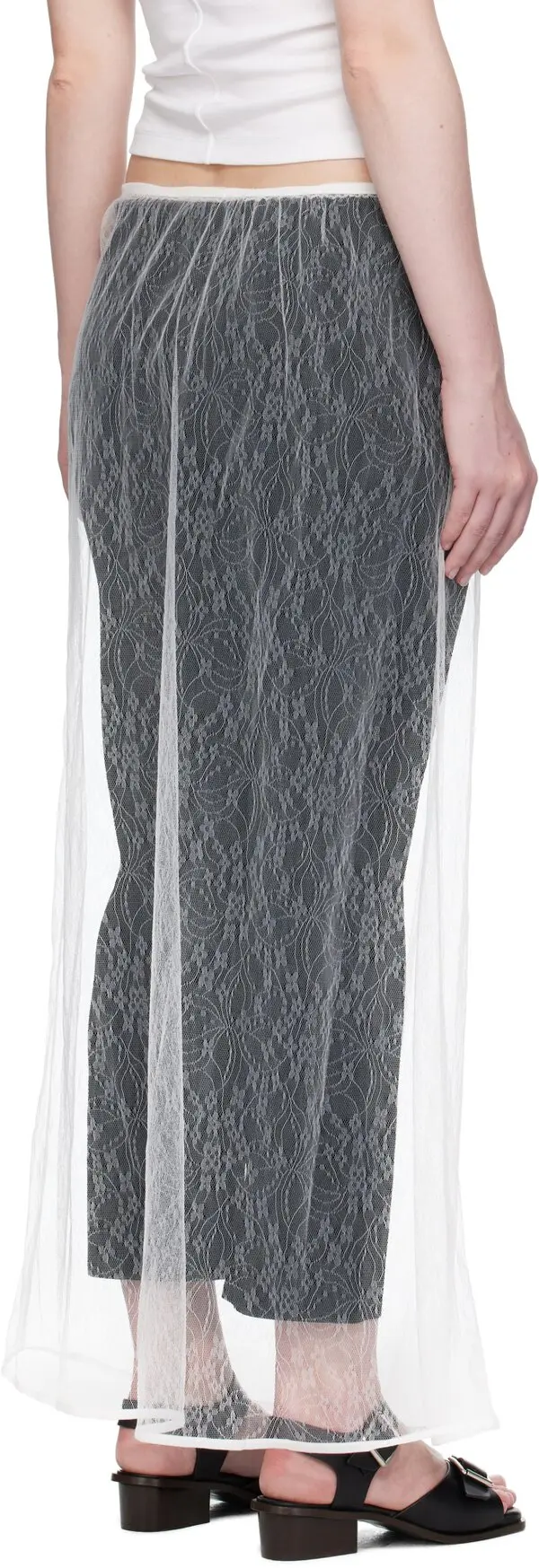 AMOMENTO Sheer Lace Skirt