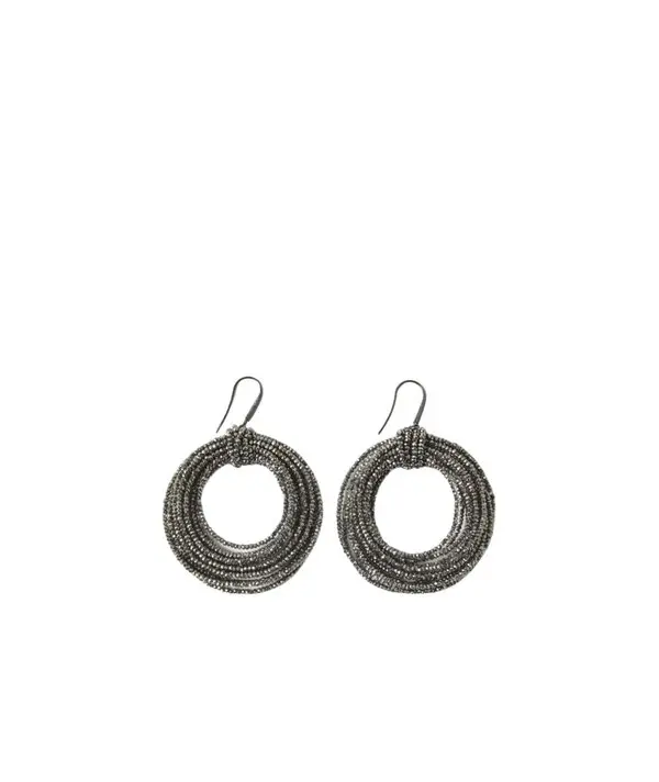 Brunello Cucinelli Beaded Hoop Earrings - Black