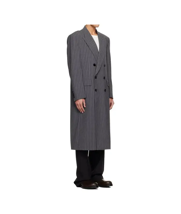 SUNFLOWER Double-breasted Striped Coat