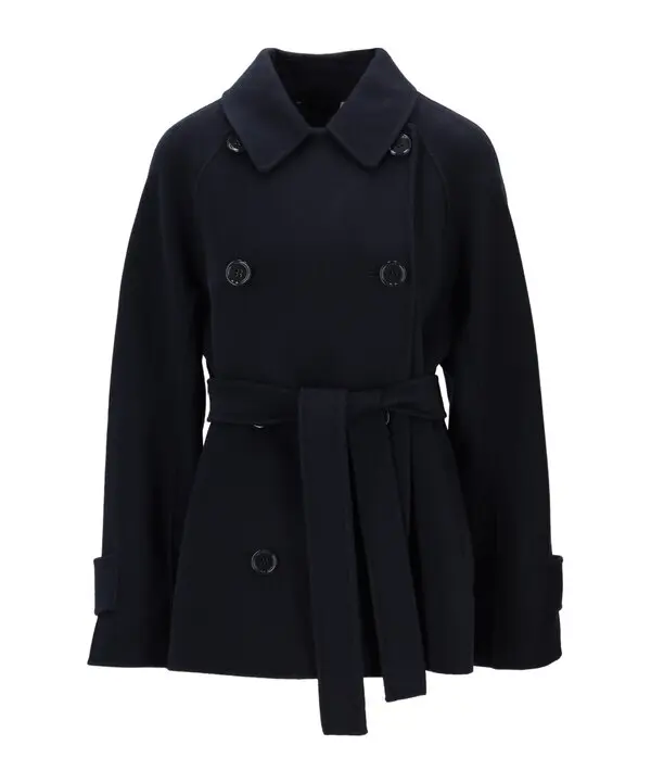 Max Mara Louise Double Breasted Short Belted Jacket - Midnight Blue