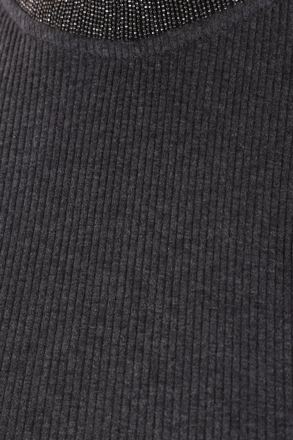 Brunello Cucinelli Monili Detailed Mock Neck Ribbed Top
