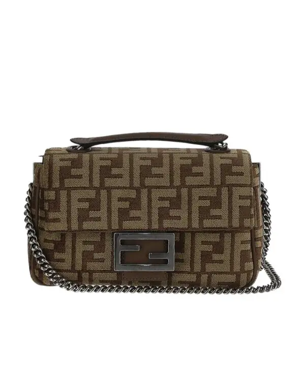 Fendi Baguette Monogram Jacquard Shoulder Bag - Brown