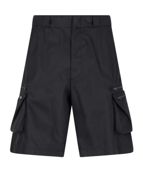 Prada Logo Plaque Zipped Cargo Shorts