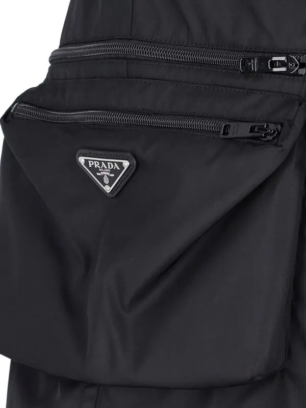Prada Logo Plaque Zipped Cargo Shorts
