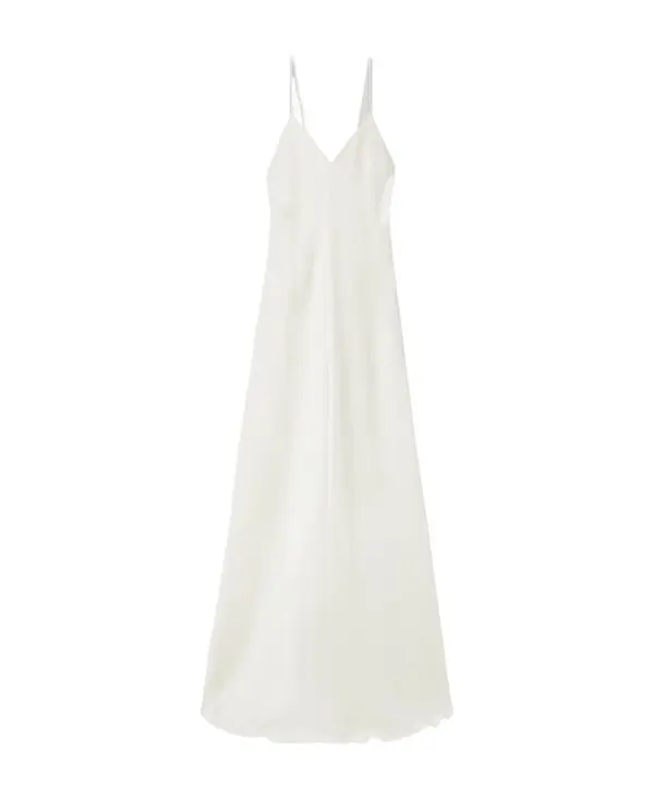 THE ROW V-neck Silk Suspender Dress - White