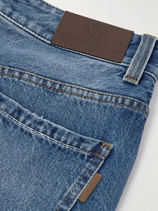 Brunello Cucinelli High Waist Wide Leg Jeans With Monili Embellishment