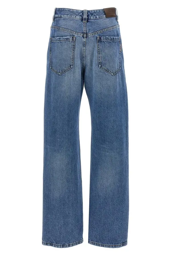 Brunello Cucinelli High Waist Wide Leg Jeans With Monili Embellishment