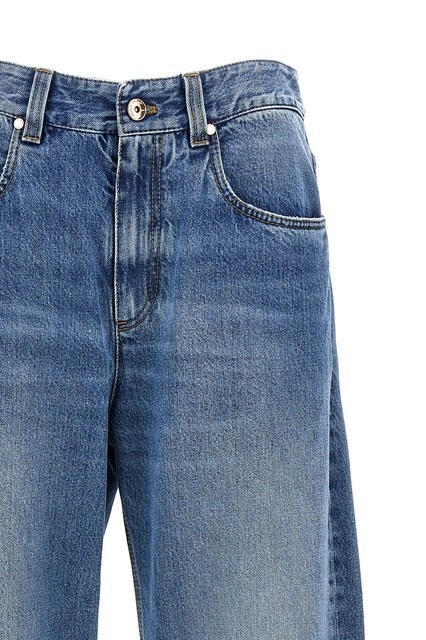 Brunello Cucinelli High Waist Wide Leg Jeans With Monili Embellishment