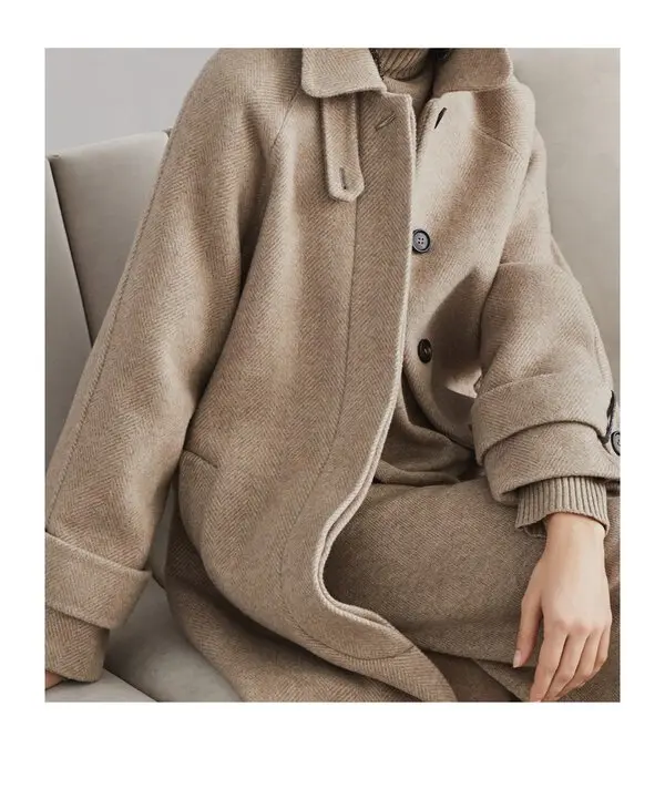 Brunello Cucinelli Herringbone Belted Coat