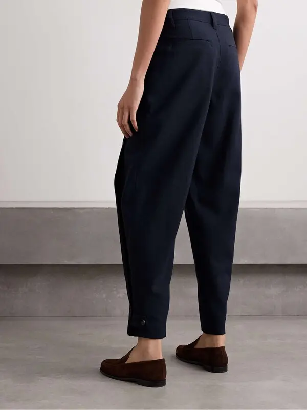 Brunello Cucinelli Tapered-leg Virgin Wool Trousers With Button Hem Detail