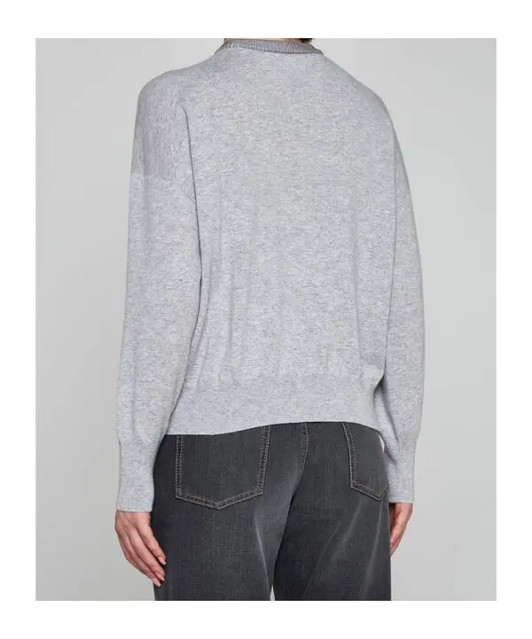 Brunello Cucinelli Crewneck Knit Jumper With Monile Embroidery