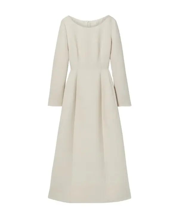 THE ROW Logo Collar Wool Silk Blend Mid-length Dress