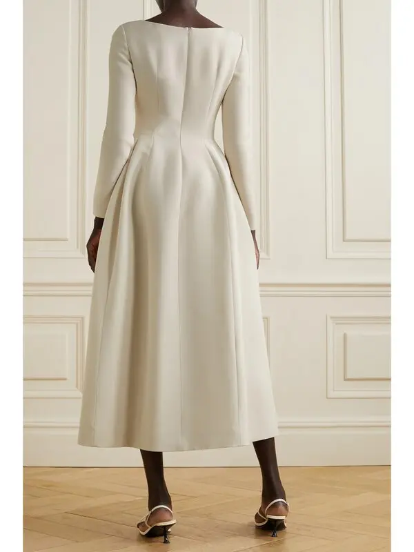 THE ROW Logo Collar Wool Silk Blend Mid-length Dress