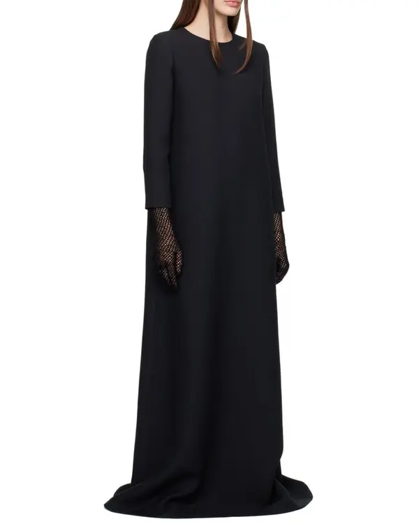 THE ROW Long-sleeved Wool Silk Blend Maxi Dress