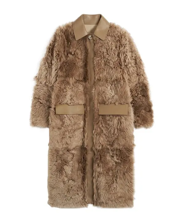 TOTEME Shearling Single-breasted Maxi Coat