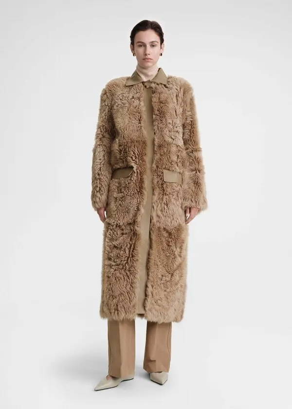 TOTEME Shearling Single-breasted Maxi Coat
