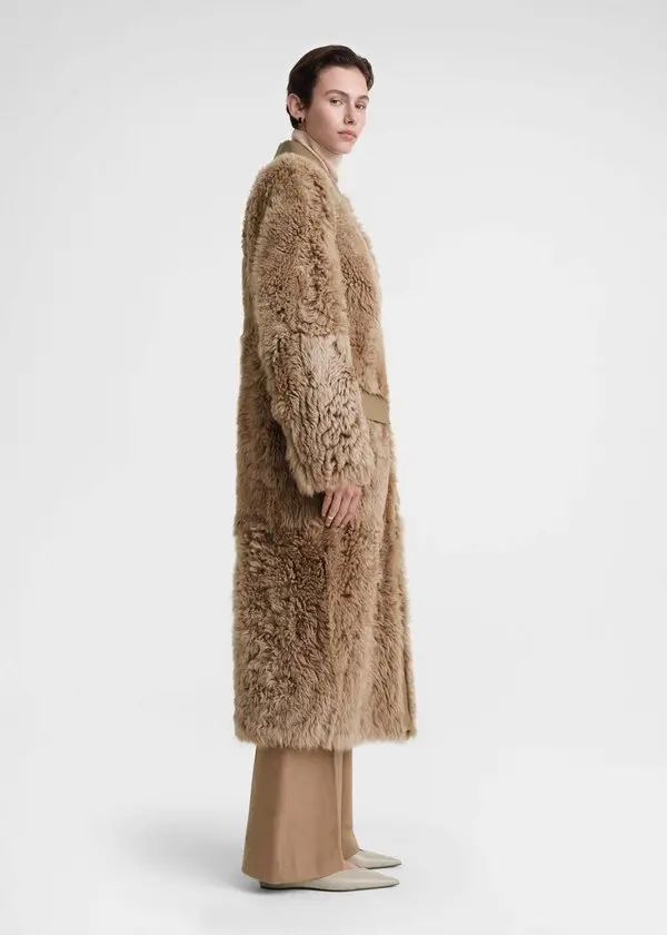 TOTEME Shearling Single-breasted Maxi Coat