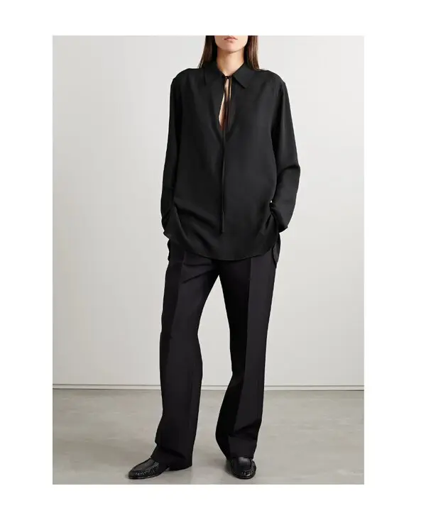 THE ROW Long-sleeved Tie-detailed V-neck Top