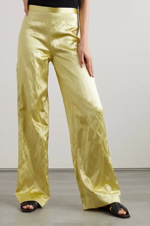 THE ROW Rogina Metallic Pleated Wide-leg Pants