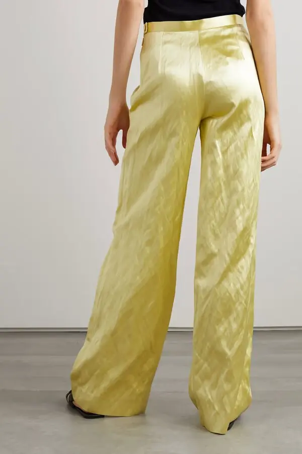 THE ROW Rogina Metallic Pleated Wide-leg Pants