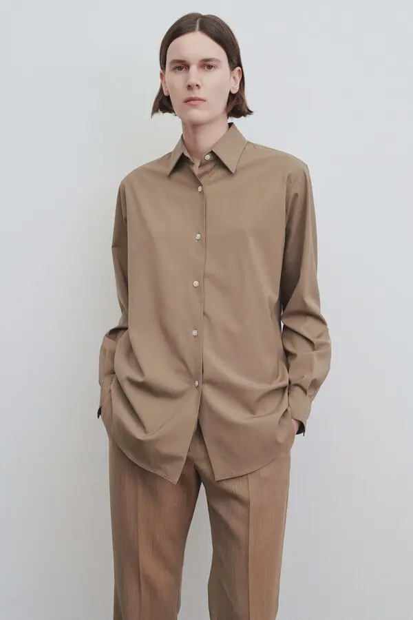 THE ROW Classic Virgin Wool Button-down Shirt