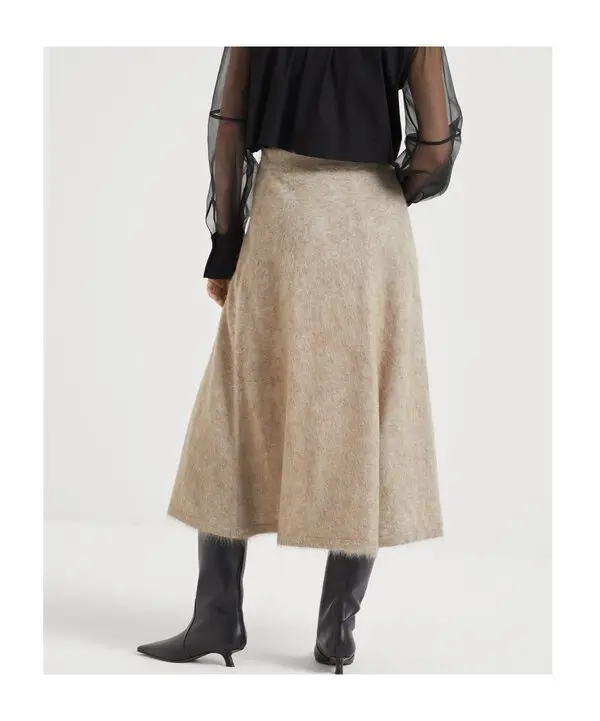 Brunello Cucinelli Elastic Waistband Flared Midi Skirt
