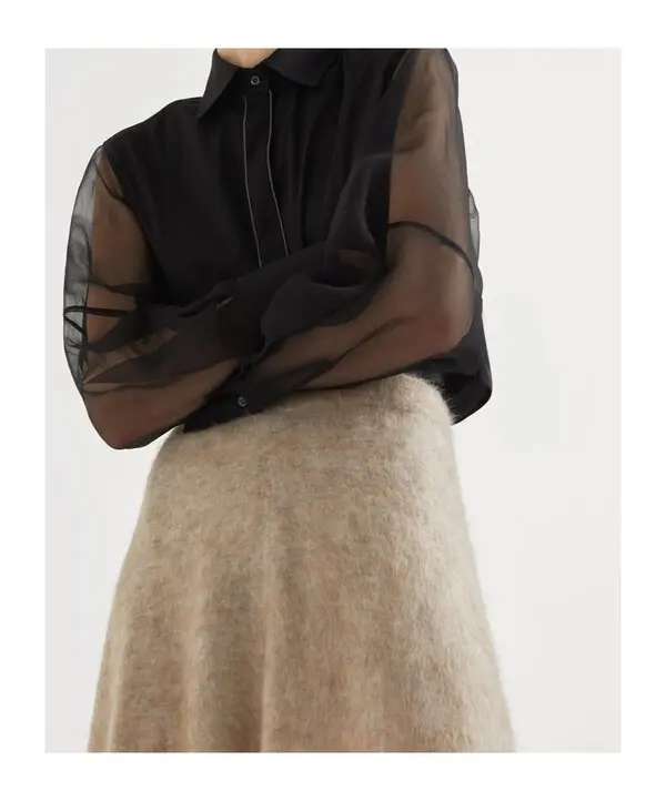 Brunello Cucinelli Elastic Waistband Flared Midi Skirt