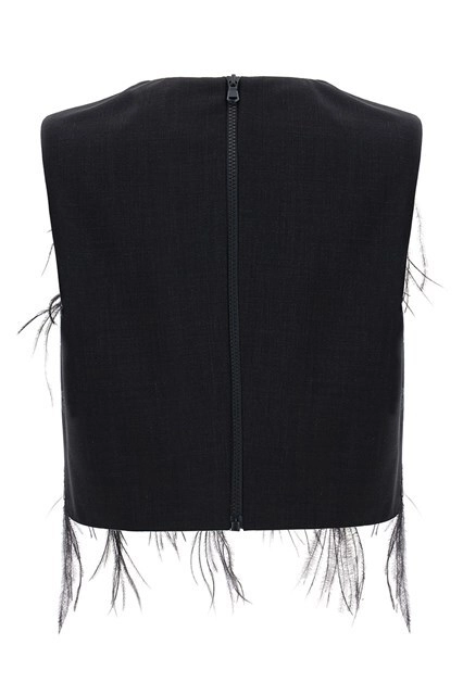 Brunello Cucinelli Feather Embellished Sleeveless Crewneck Top