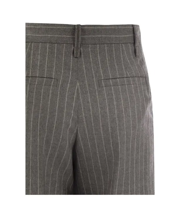Brunello Cucinelli Pinstriped Wide-leg Trousers - Medium Gray