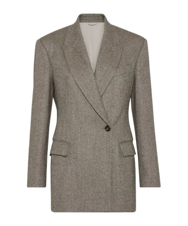 Brunello Cucinelli Double-breasted Herringbone Tailored Blazer