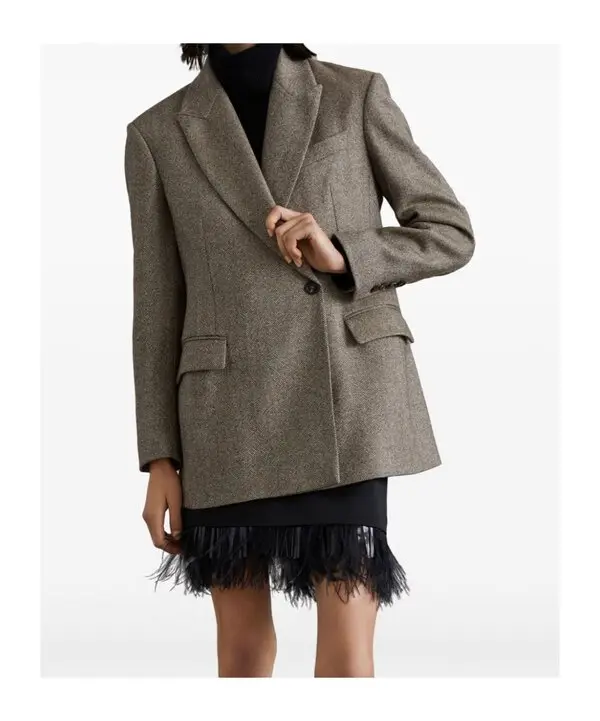 Brunello Cucinelli Double-breasted Herringbone Tailored Blazer