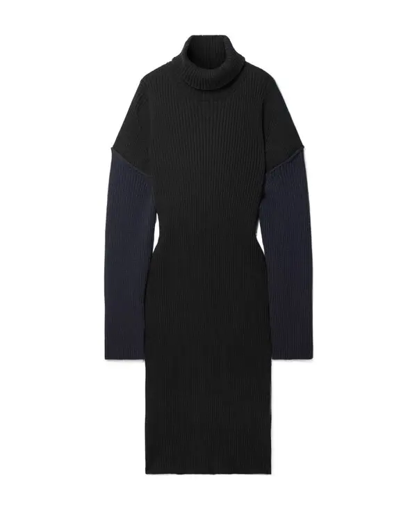 THE ROW High Lapel Long Sleeve Dress