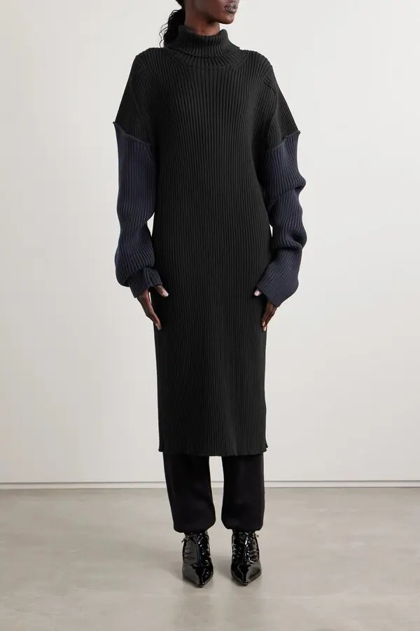 THE ROW High Lapel Long Sleeve Dress
