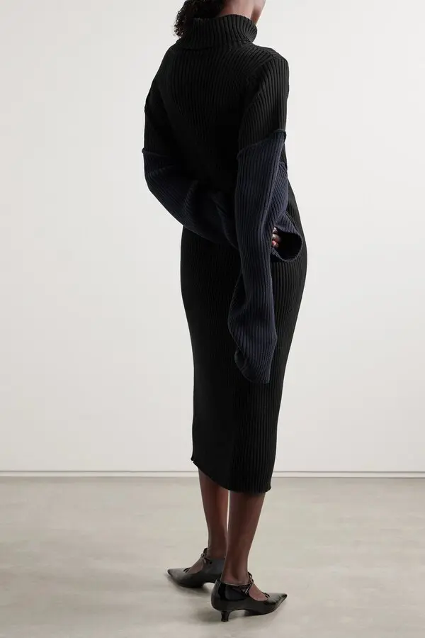THE ROW High Lapel Long Sleeve Dress