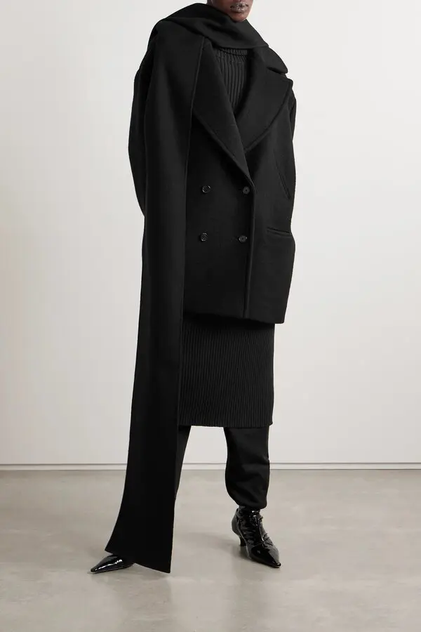 THE ROW High Lapel Long Sleeve Dress