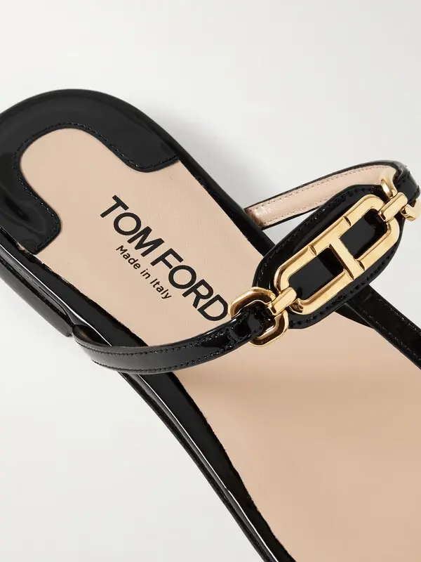 TOM FORD Whitney Logo-embellished Patent Leather Thong Sandals