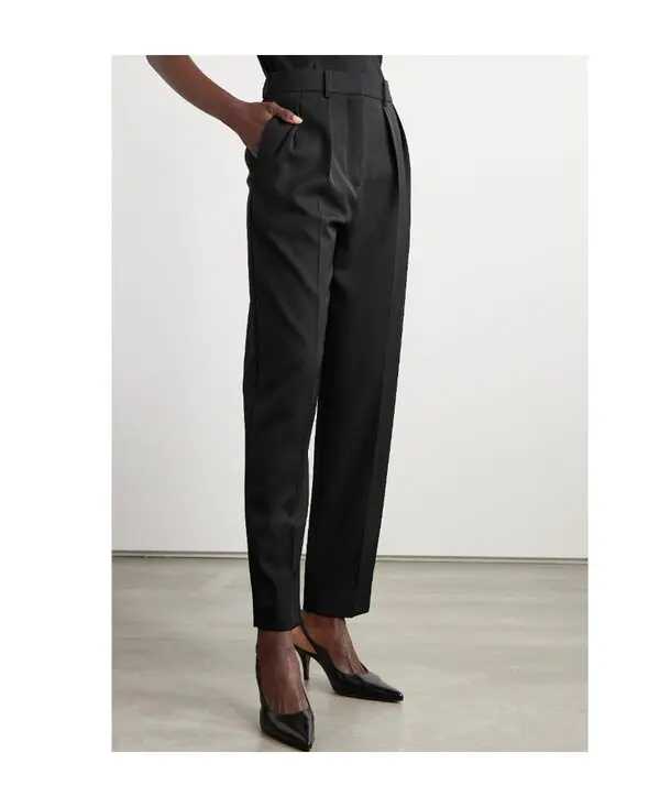 THE ROW Corby Pleated Wool Tailored Trousers
