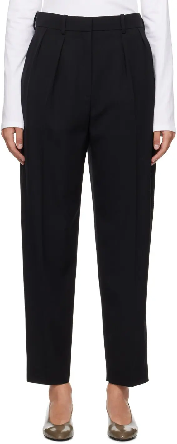 THE ROW Corby Pleated Wool Tailored Trousers